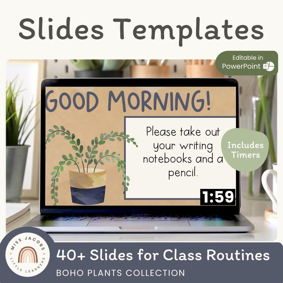 Slides | BOHO PLANTS Classroom Decor | Google Slides Templates - Etsy