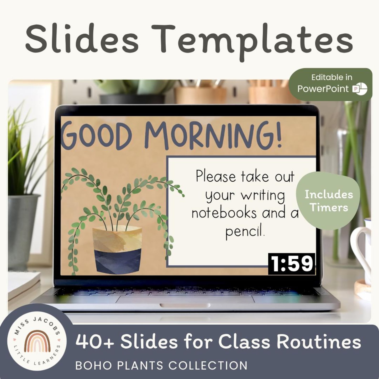 Slides | BOHO PLANTS Classroom Decor | Google Slides Templates - Etsy