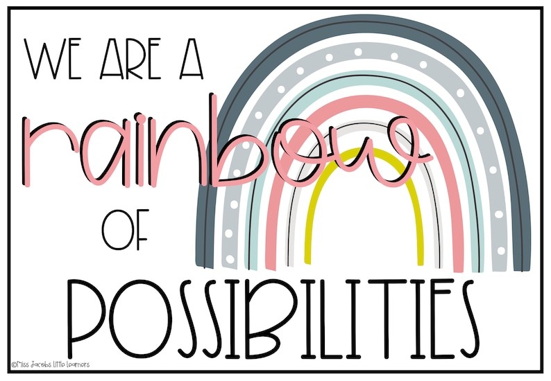 MODERN RAINBOW Door Display | Positive Affirmation Display | Editable ...