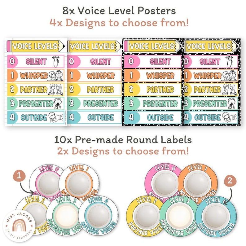 Cutesy Voice Levels Chart, Printable Classroom Voice Level Meter ...