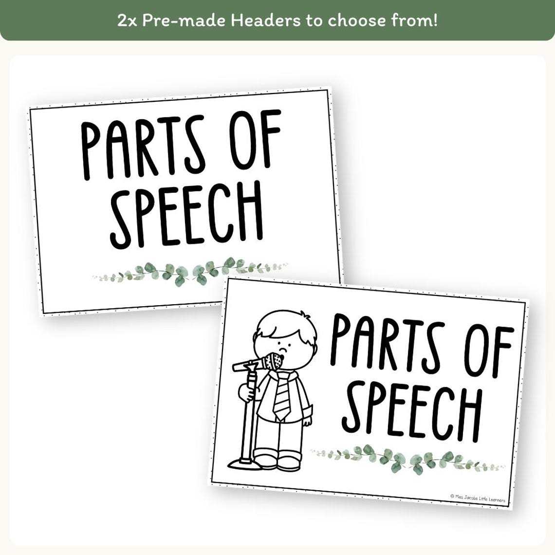 Parts of Speech Posters, Modern Botanical Grammar Anchor Charts ...