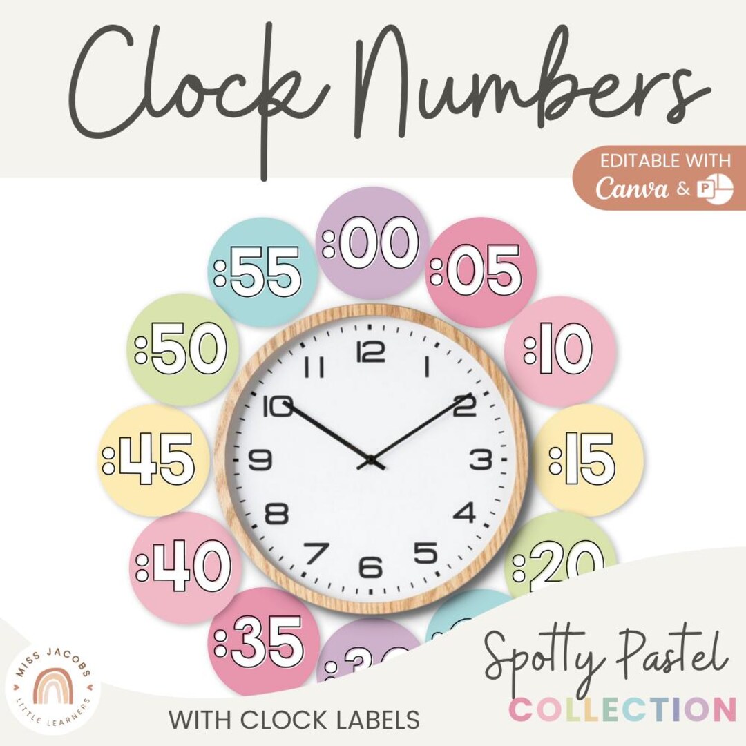 Clock Numbers | SPOTTY PASTELS - Etsy