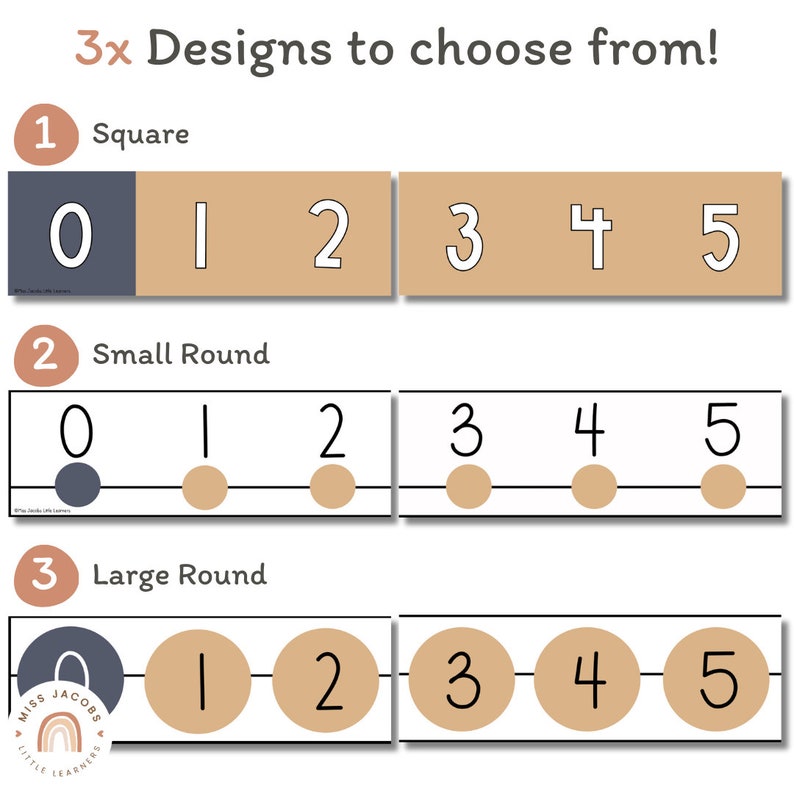 Classroom Number Line Display With Negatives | Modern Boho Rustic Tones ...