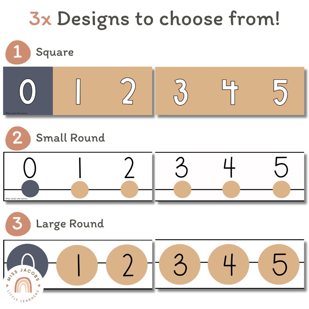 Classroom Number Line Display With Negatives | Modern Boho Rustic Tones ...