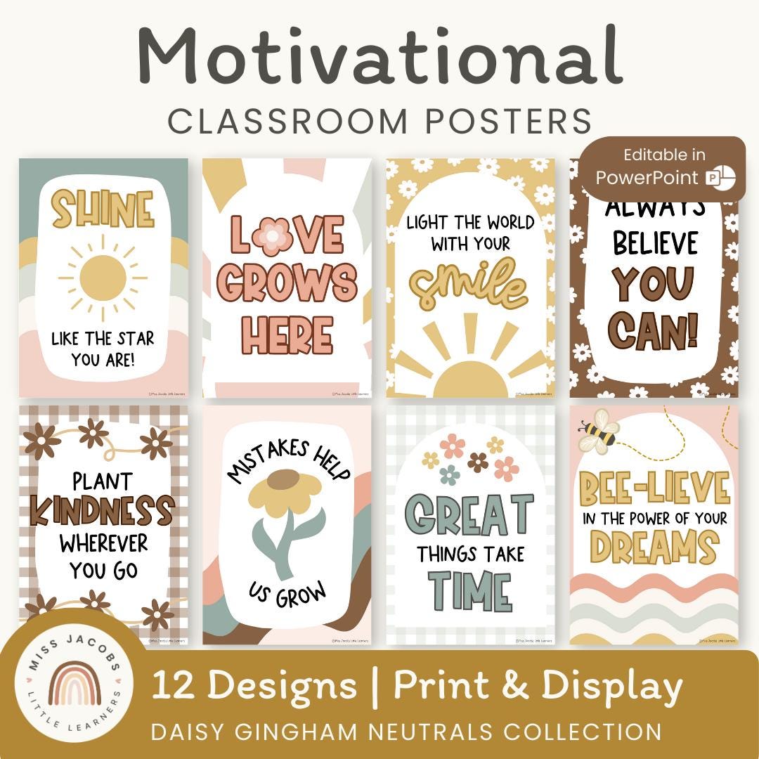 Motivational Classroom Posters | Growth Mindset Bulletin Board | Daisy ...