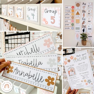 Daisy Gingham Classroom Decor Bundle | Editable - Etsy