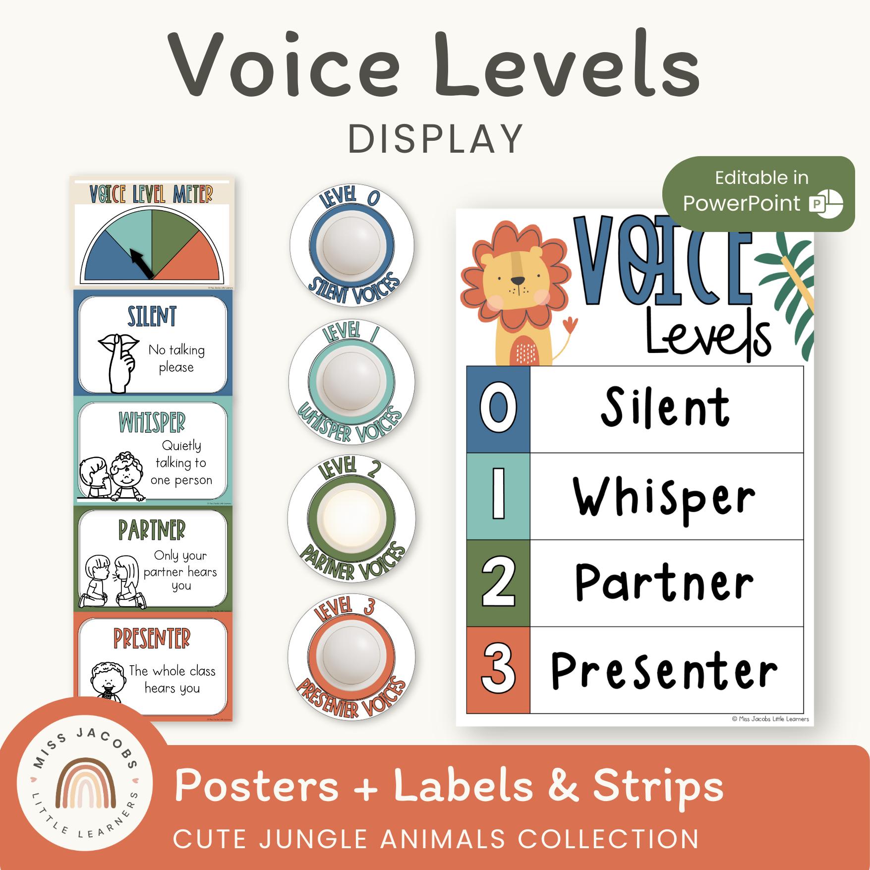 Cute Jungle Animals Voice Level Chart, Editable Voice Meter Display ...