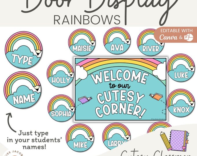 Rainbow Door Display Cutesy Classroom Decor, Back to School Theme ...