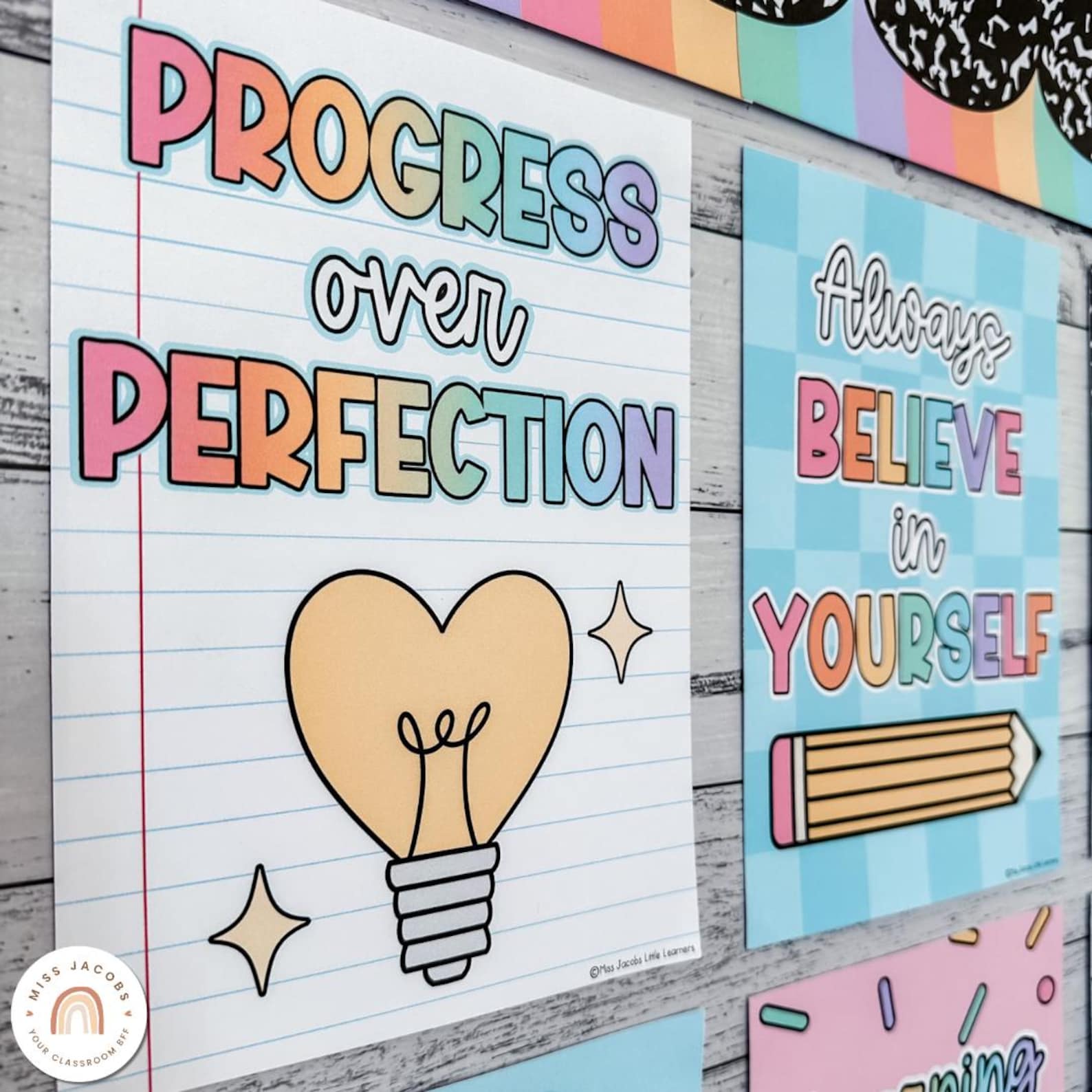 Cutesy Inspirational Classroom Posters, Composition Book Motivational ...