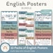 English Classroom Set of 12 Posters, Speaking Reading Writing Language ...