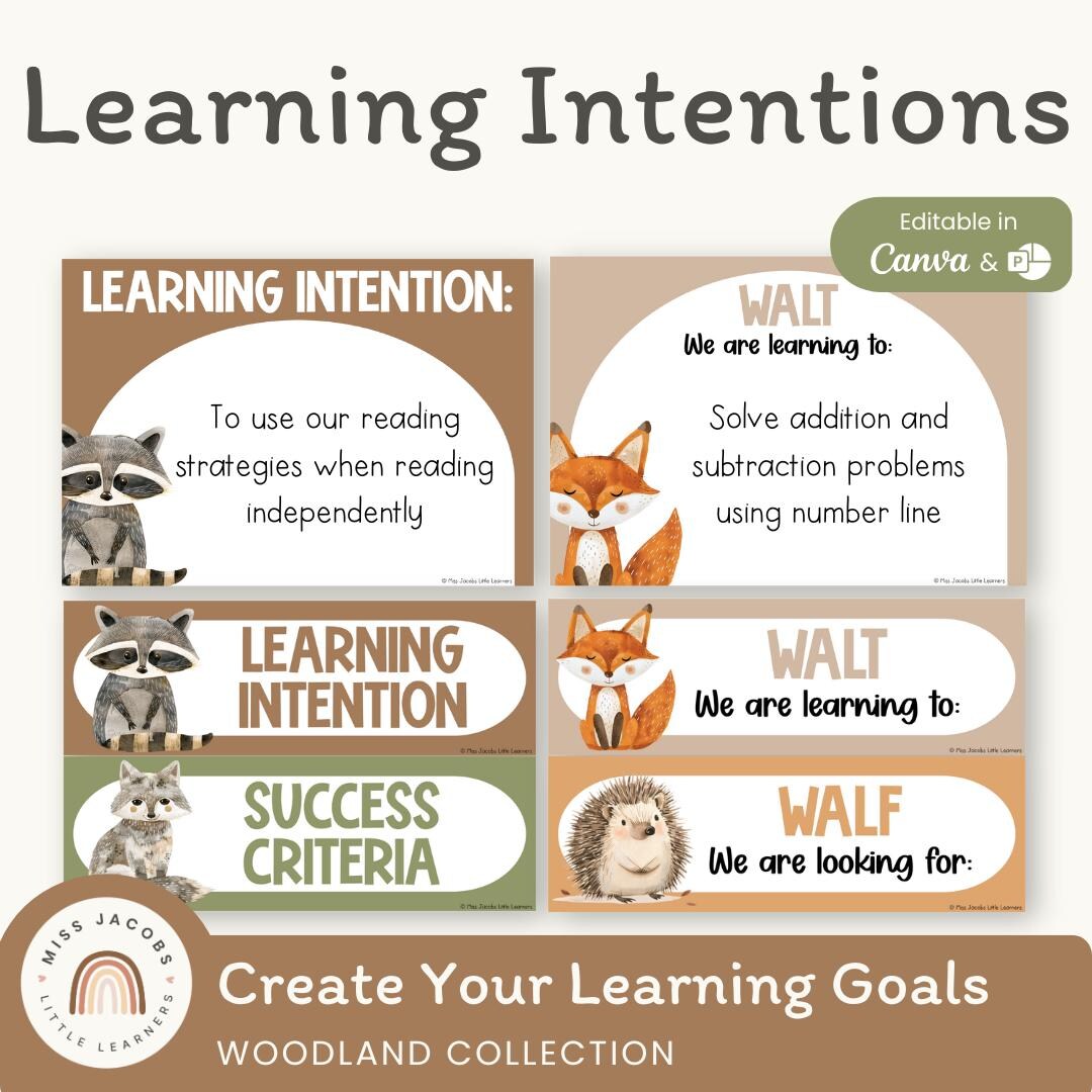 Woodland WALT WILF Learning Intentions and Success Criteria Posters ...