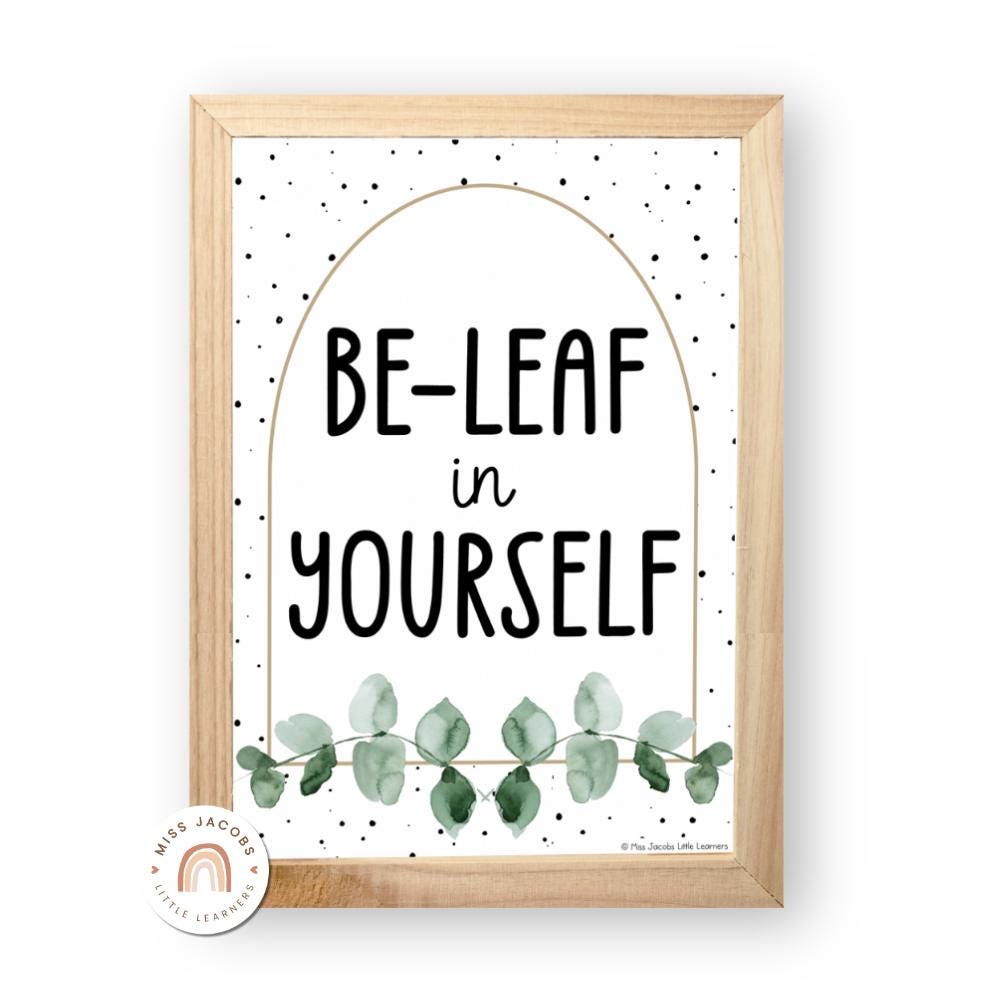 Botanical Motivational Posters for Classroom, Inspirational Quote ...