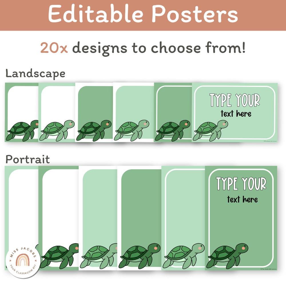 Sea Turtle Classroom Essentials Decor Bundle, Editable Teacher Must ...