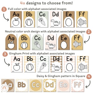 Alphabet Posters | Daisy Gingham Neutrals Classroom Decor | Editable - Etsy