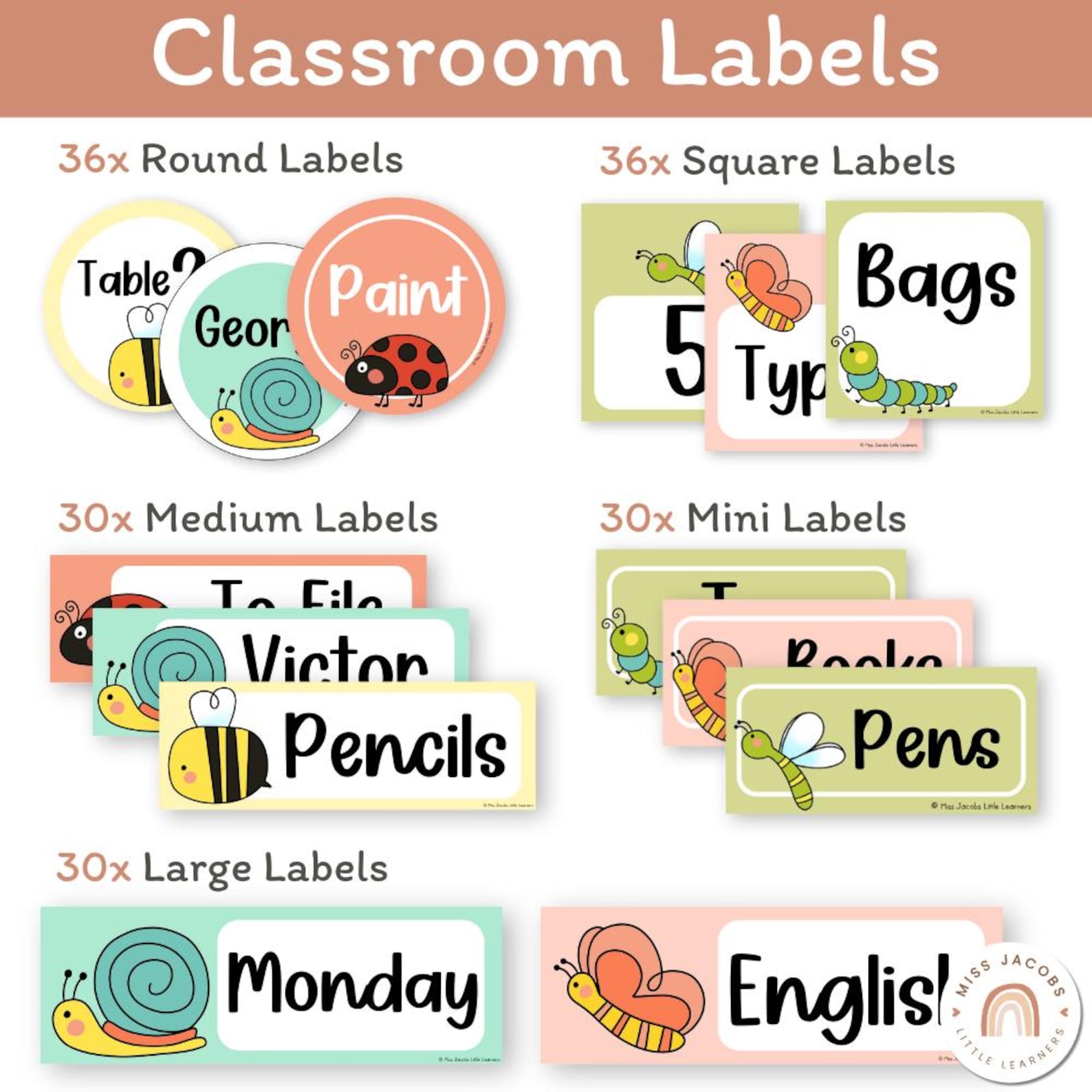 Insects Theme Classroom Decor Bundle, Editable Spring Bugs Set Teacher ...