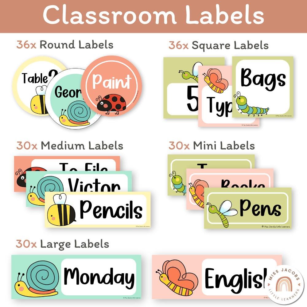 Insects Theme Classroom Decor Bundle, Editable Spring Bugs Set Teacher ...