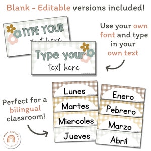 Days and Months Flashcards | Daisy Gingham Neutrals Classroom Decor - Etsy