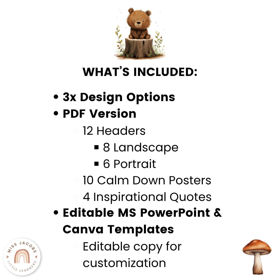 Woodland Calm Down Corner Posters, Printable SEL Calming Classroom ...