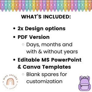 Cutesy Flip Calendar, Editable Classroom Flip Calendar Set, Printable ...