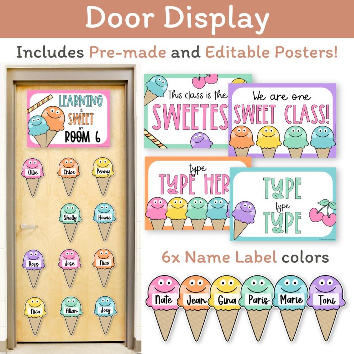 Pastel Ice Cream Classroom Decor Bundle, Editable Teacher Essentials ...