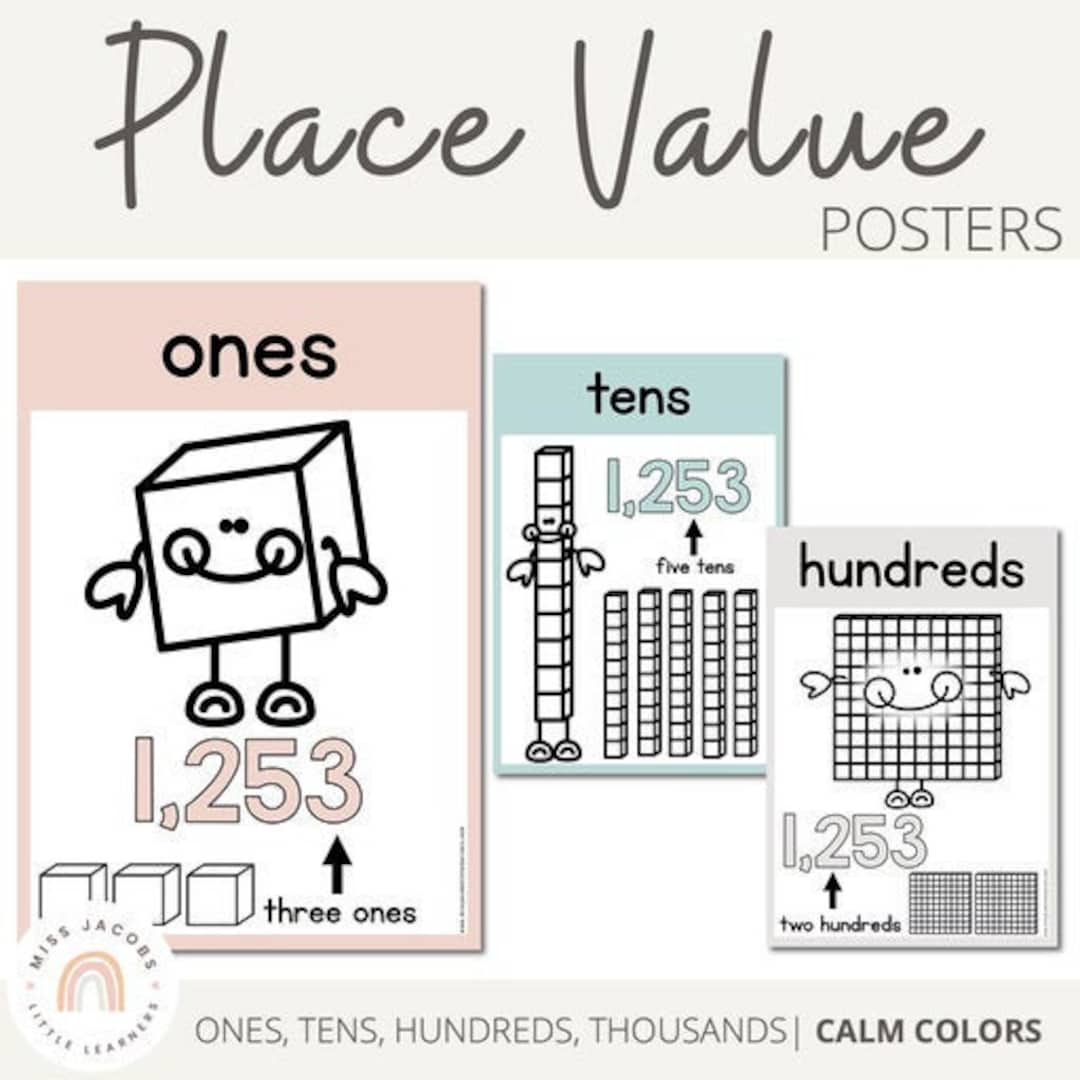 CALM COLORS Place Value Posters | Math Posters | Modern Rainbow ...