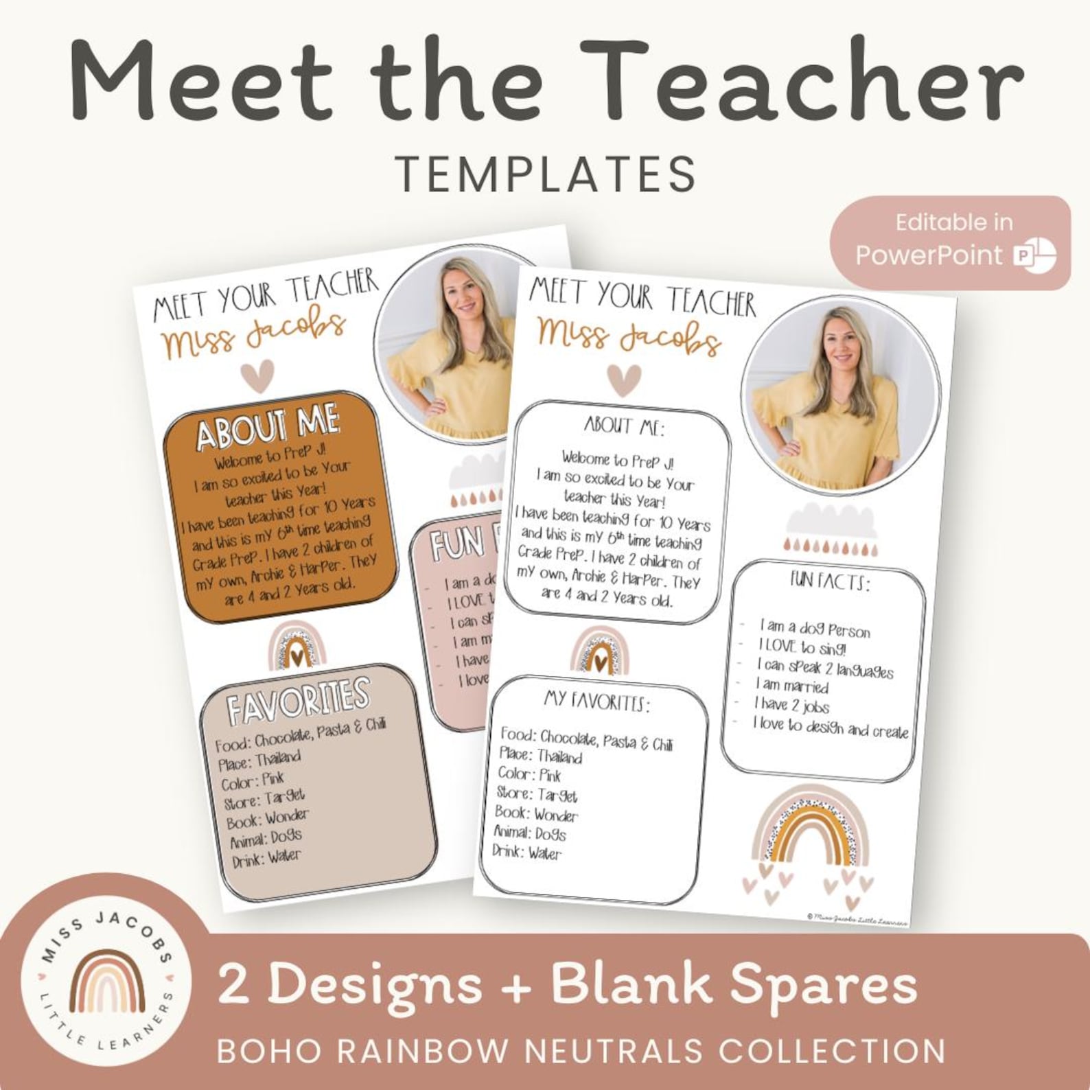 BOHO RAINBOW Meet the Teacher | Editable | Neutral Classroom Decor - Etsy