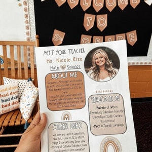 BOHO RAINBOW Meet the Teacher | Editable | Neutral Classroom Decor - Etsy