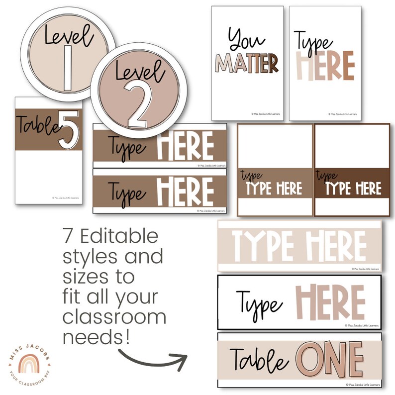 OMBRE NEUTRALS Classroom Decor BUNDLE | Editable Neutral Decor - Etsy