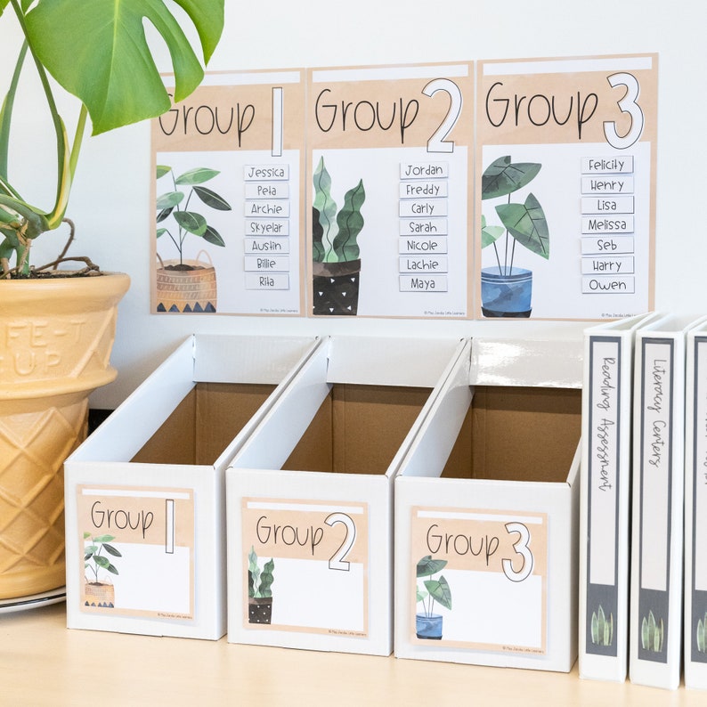 Reading Group Organizers & Labels | Modern Boho Plants Rustic Decor ...