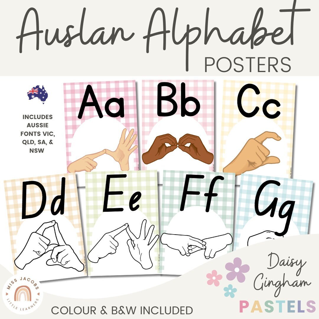 Auslan (australian Sign Language) Alphabet Posters | Daisy Gingham ...