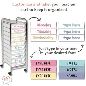 Teacher Trolley Labels | 10 Drawer Cart Labels | PASTELS | EDITABLE - Etsy