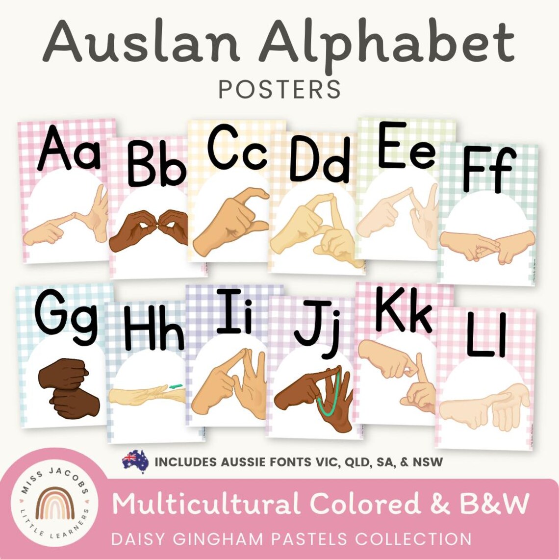 Auslan (australian Sign Language) Alphabet Posters | Daisy Gingham ...