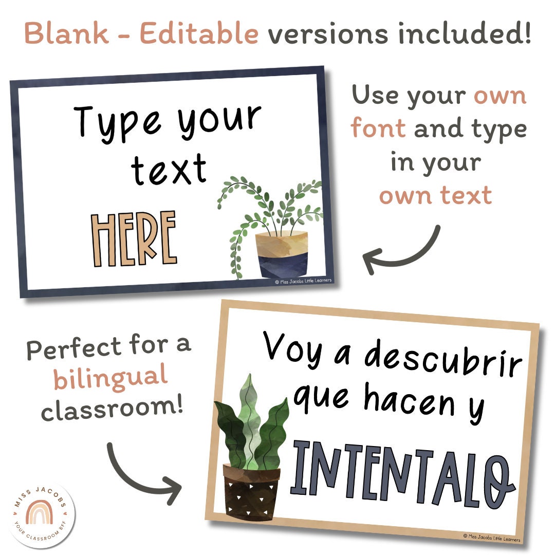 Modern Growth Mindset Display | Boho Plants Calm Classroom Decor ...