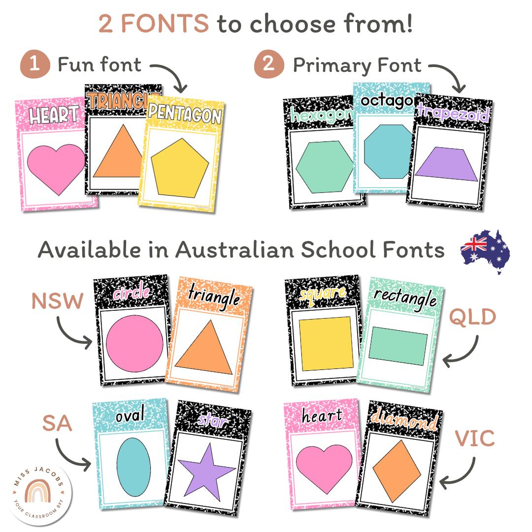 Shapes Posters, Cutesy Classroom Decor, Colorful Bright Educational ...