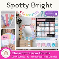 Flip Calendar | Spotty Brights Classroom Decor | Rainbow Themed ...
