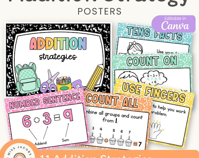 Addition Strategies Mini-posters for First or Second Grade | Anchor ...