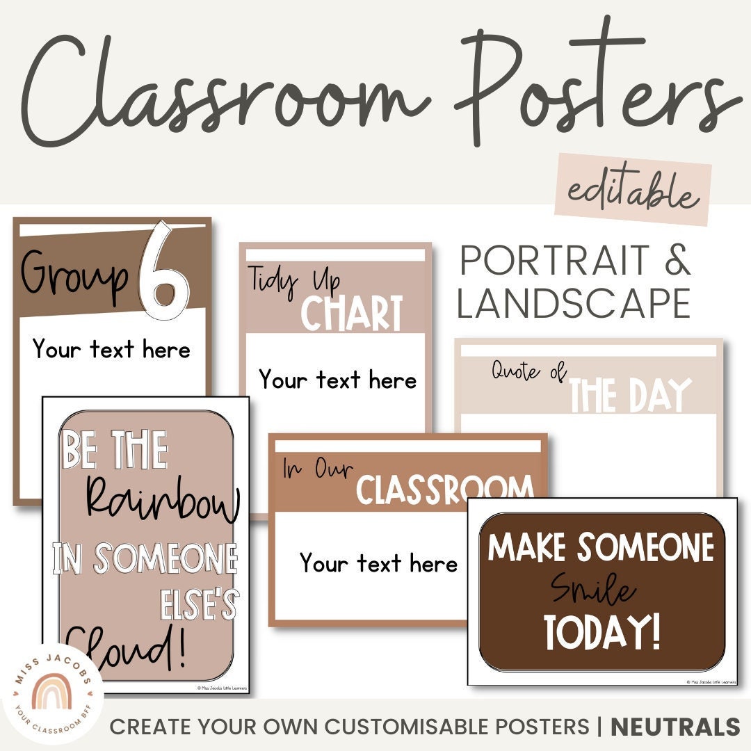 Editable Classroom Posters | OMBRE NEUTRALS - Etsy