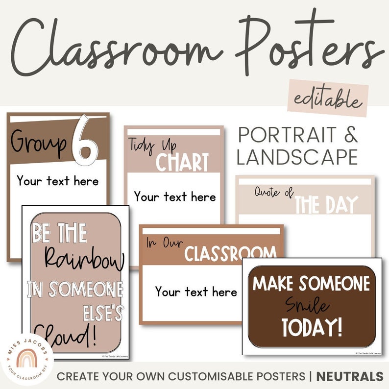 Editable Classroom Posters OMBRE NEUTRALS - Etsy