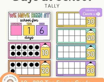 Cutesy Days at School Tally Chart, Colorful School Days Display ...