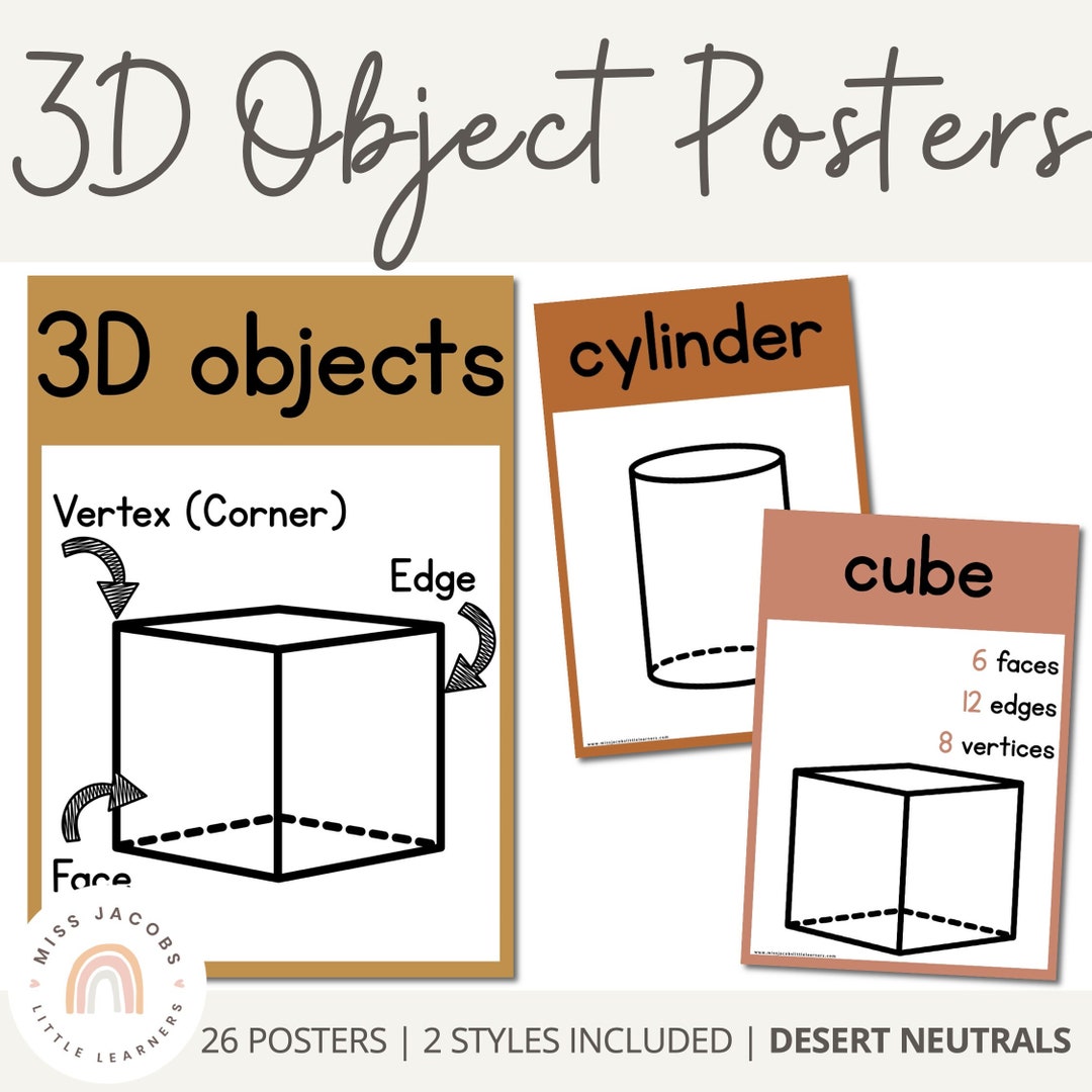 DESERT NEUTRAL 3D Shape / 3D Objects Posters | Boho Vibes Classroom ...