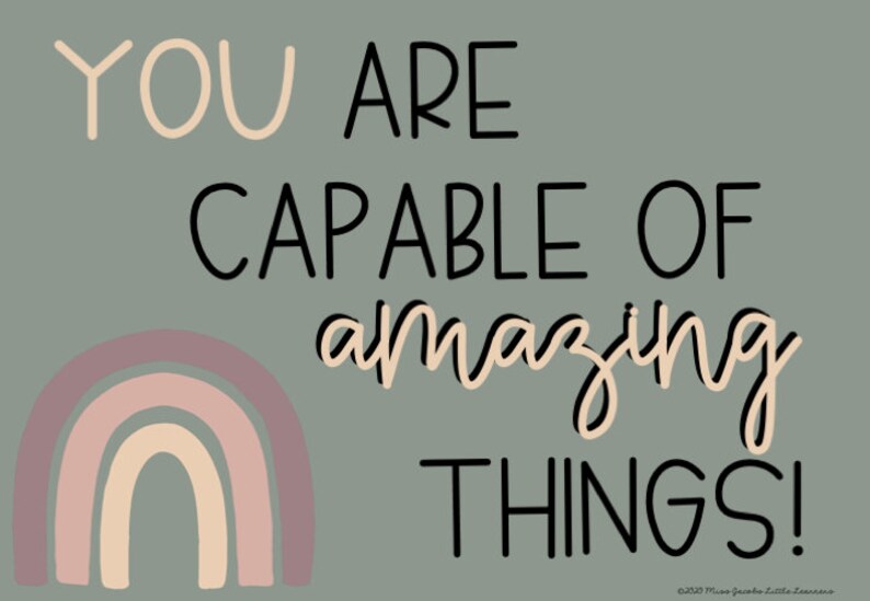 BOHO RAINBOW Editable Classroom Posters Neutral Rainbow | Etsy Canada