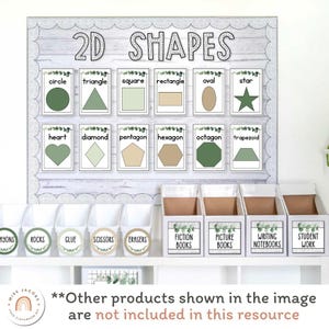 Shape Posters for Kindergarten, Modern Botanical Printable 2D Shapes ...