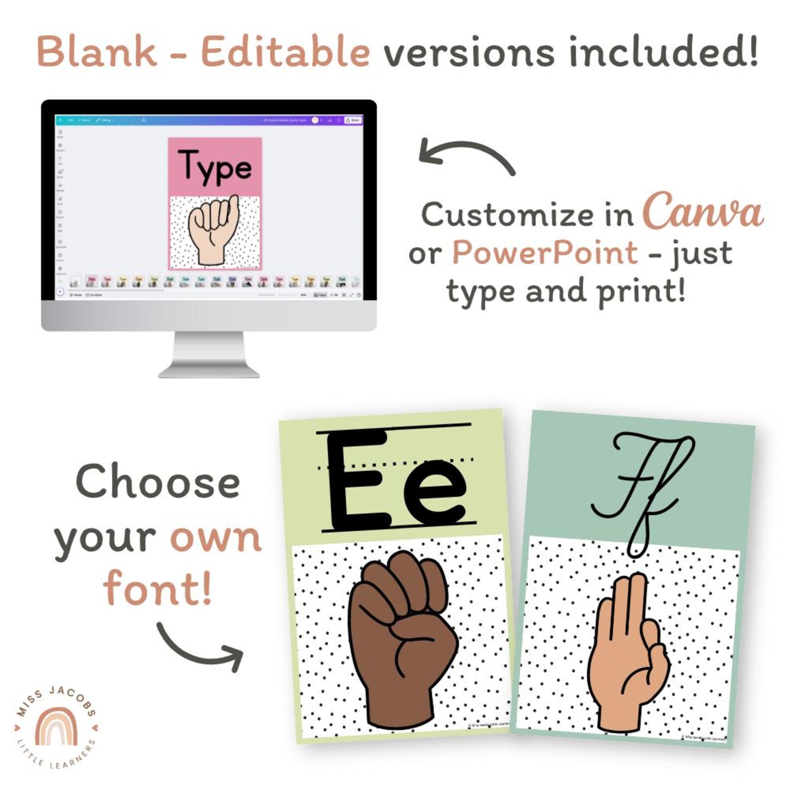ASL (american Sign Language) Alphabet Posters | SPOTTY PASTELS - Etsy