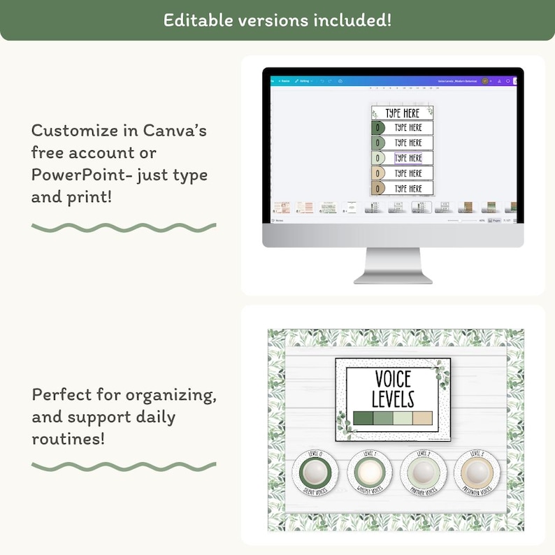 Voice Levels Chart Modern Botanical, Editable Voice Level Posters ...