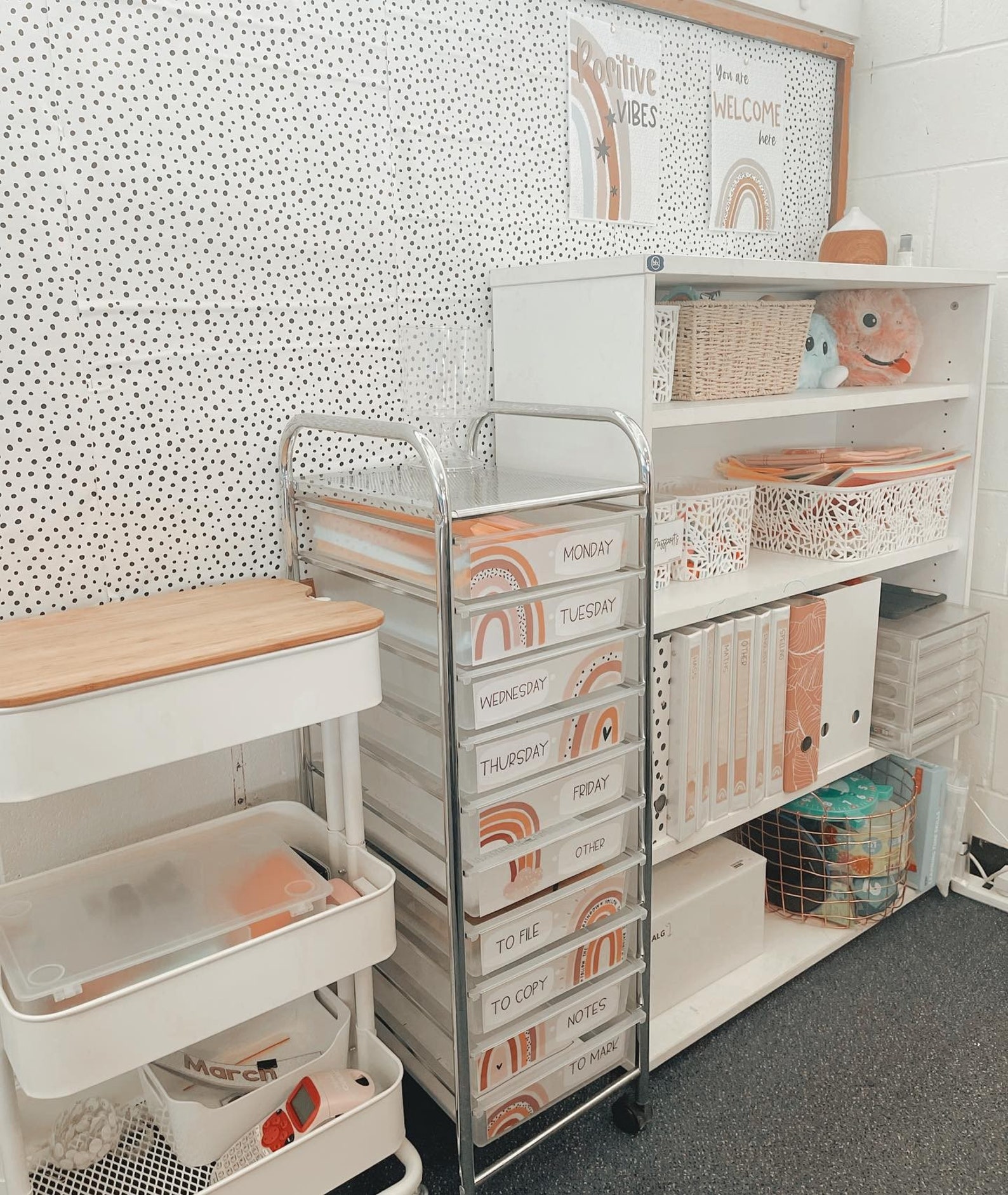 BOHO RAINBOW Teacher Rolling Cart Labels Editable Neutral - Etsy