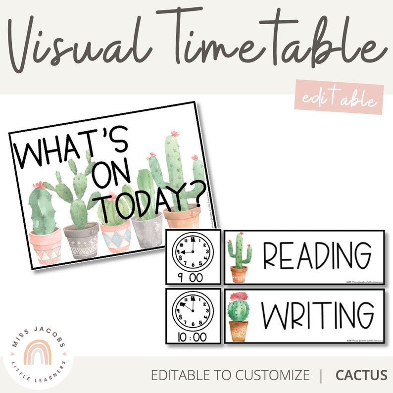 CACTUS Visual Timetable Editable Cactus Classroom Decor - Etsy