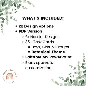 Classroom Job Chart Printable, Editable Nature-themed Job Card Display ...