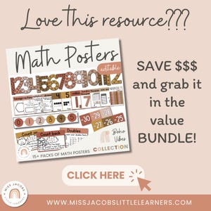 DESERT NEUTRAL Fraction Posters | Boho Vibes Classroom Decor - Etsy