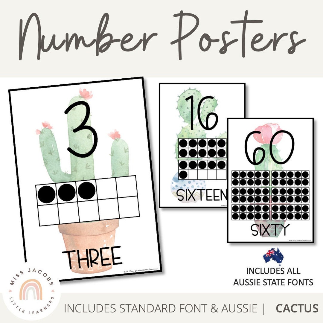CACTUS Number Posters | Ten Frames | Cactus Classroom Decor - Etsy
