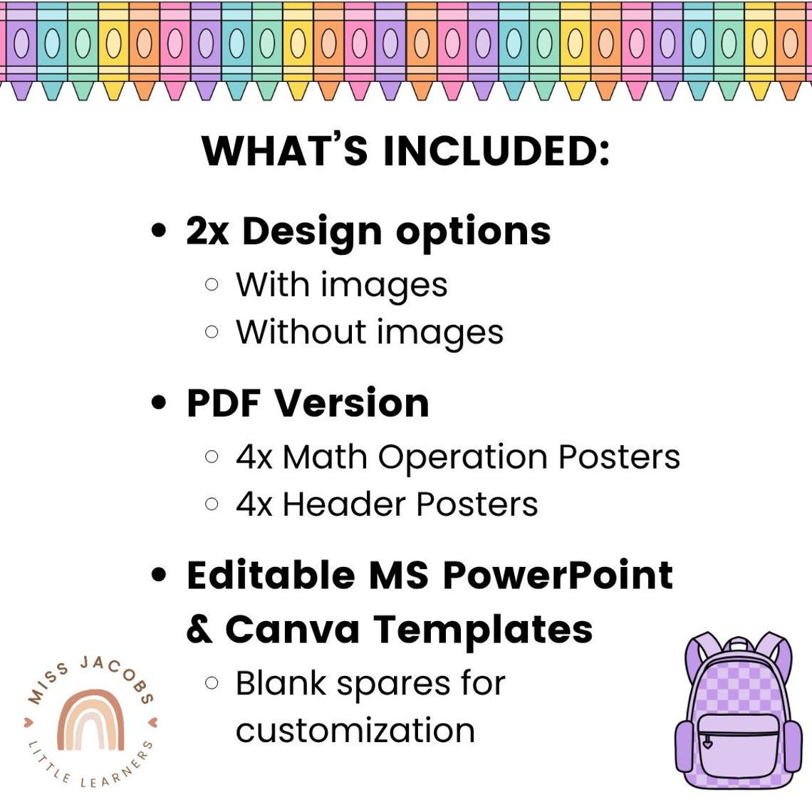 Cutesy Math Operations Posters, Colorful Math Operations Key Word ...